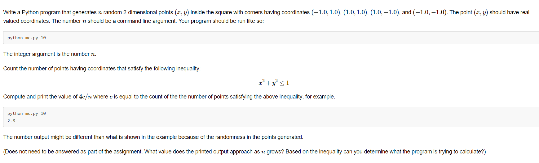 Solved Write a Python program that generates n random | Chegg.com