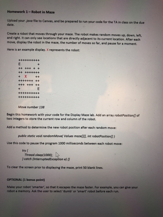 Solved Homework 1- Robot in Maze Upload your java file to | Chegg.com