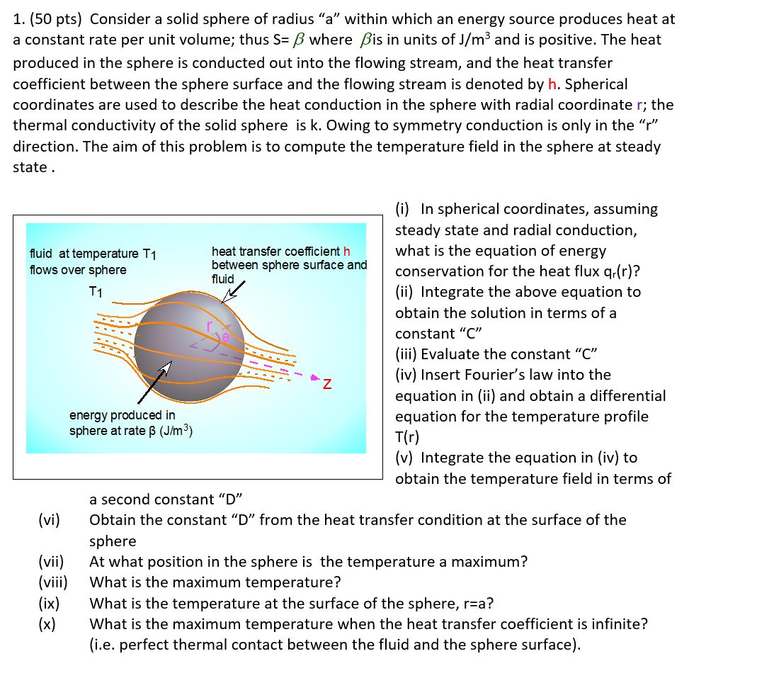 Solved 1. (50 pts) Consider a solid sphere of radius "a" | Chegg.com