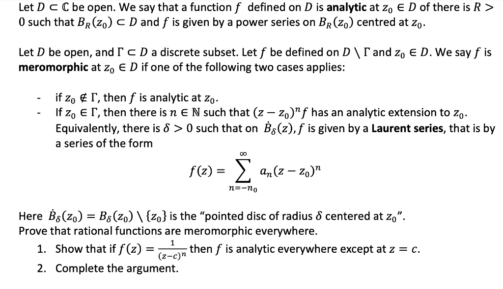 Solved Let D⊂C be open. We say that a function f defined on | Chegg.com