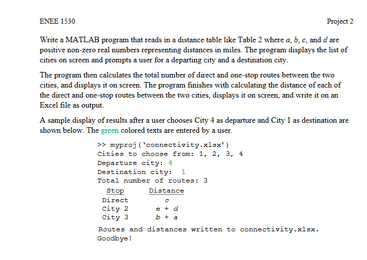 Solved ENEE 1530 Project 2 Write a MATLAB program that reads | Chegg.com