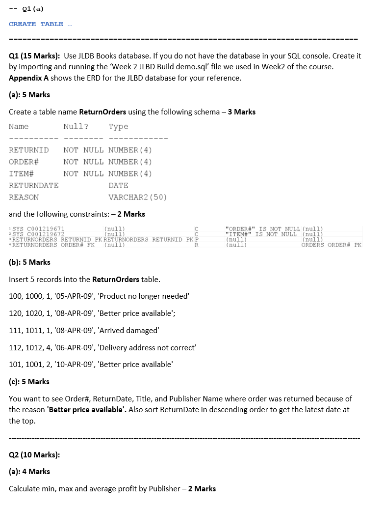 Solved \r\nQ1 (15 Marks): Use JLDB Books database. If you do | Chegg.com