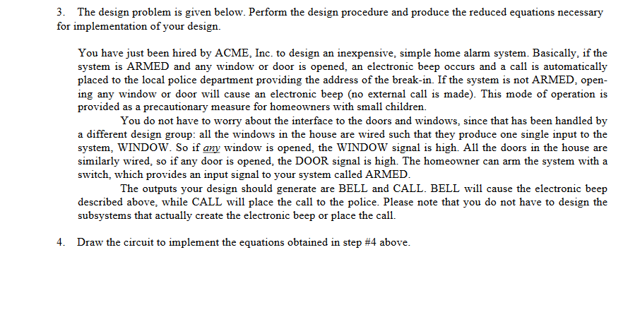 Solved 3. The design problem is given below. Perform the | Chegg.com