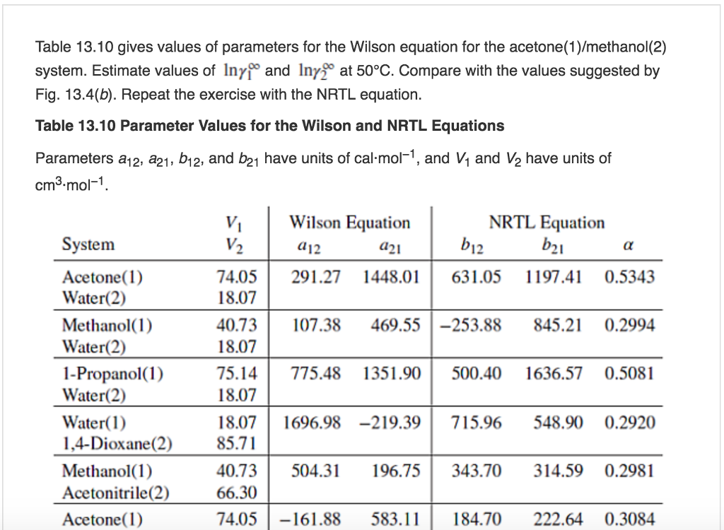 Solved Table 13.10 gives values of parameters for the Wilson | Chegg.com