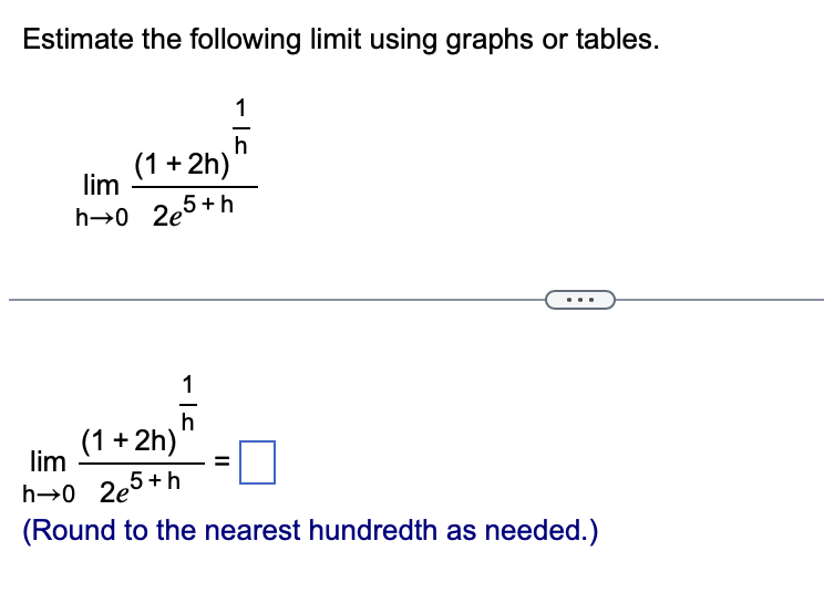 Solved Estimate the following limit using graphs or tables. | Chegg.com