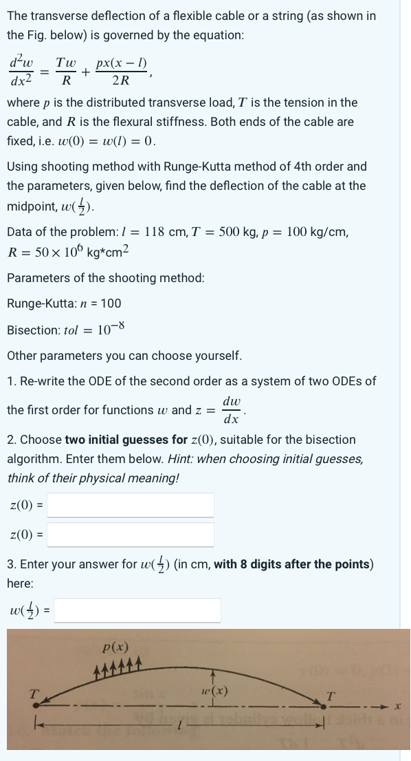 Solved The transverse deflection of a flexible cable or a | Chegg.com