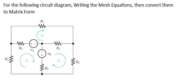 Solved For the following circuit diagram, Writing the Mesh | Chegg.com