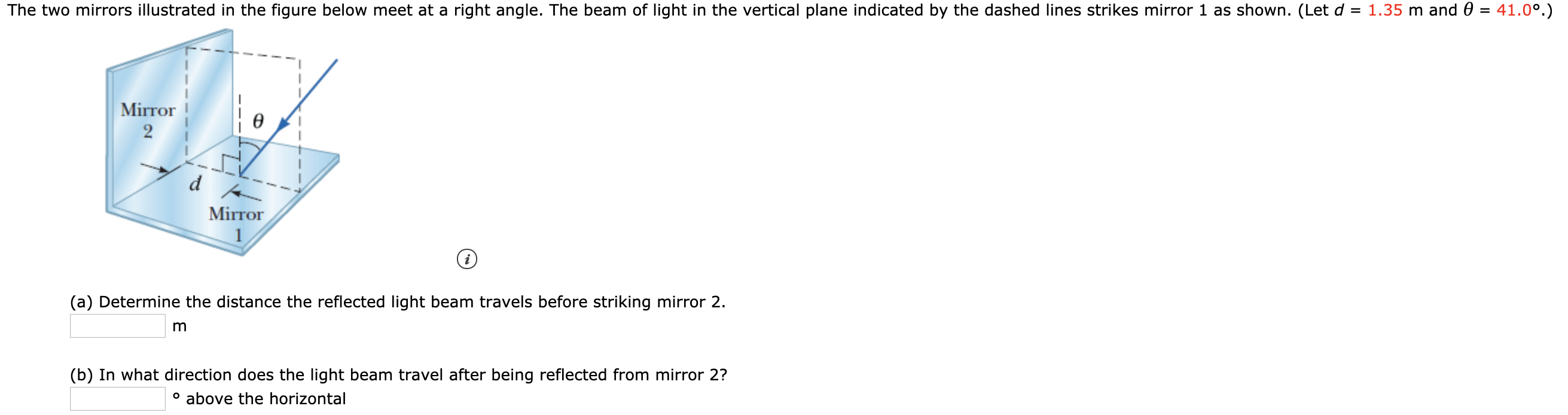 Solved The two mirrors illustrated in the figure below meet | Chegg.com