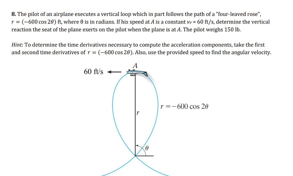 Solved 8. The pilot of an airplane executes a vertical loop | Chegg.com