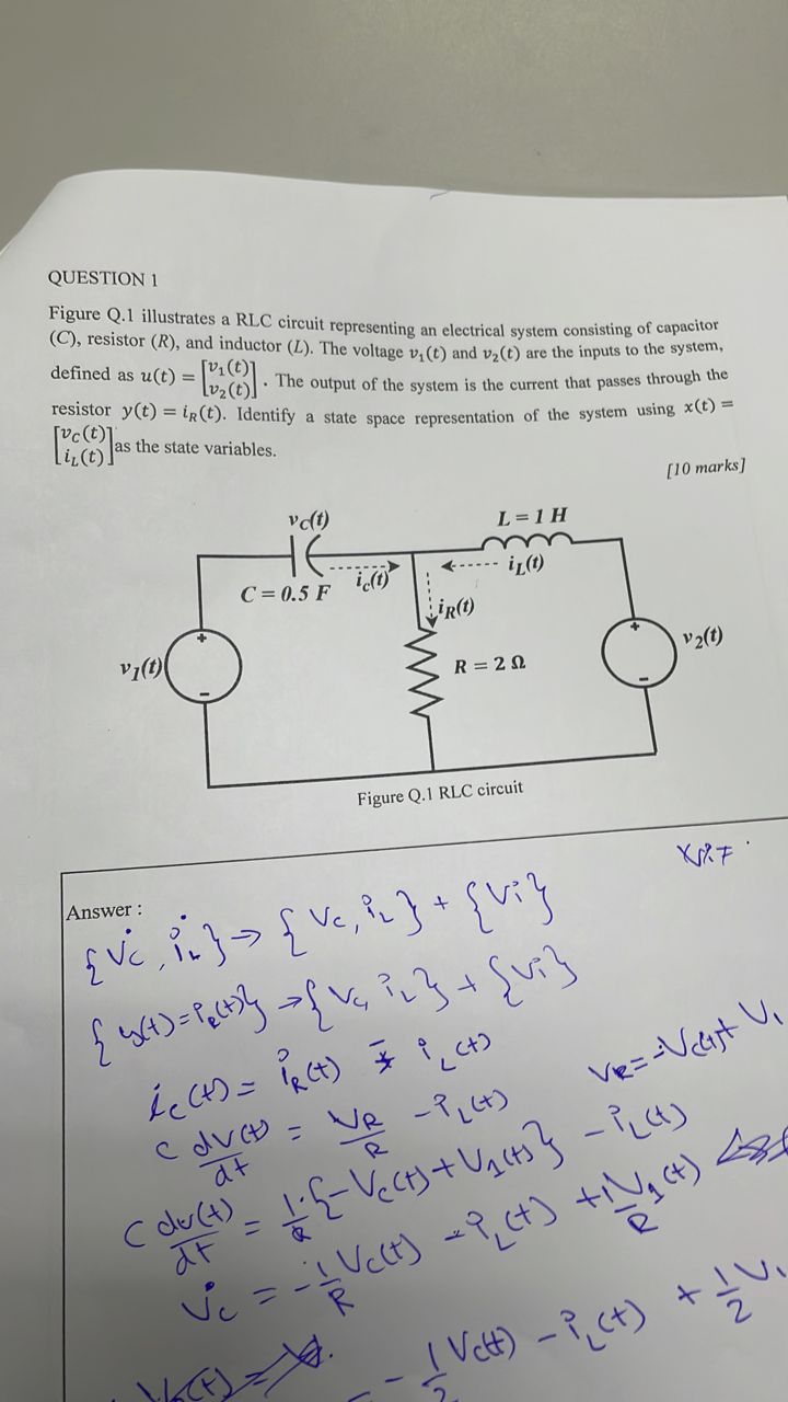 Solved QUESTION 1 Figure Q. 1 illustrates a RLC circuit | Chegg.com