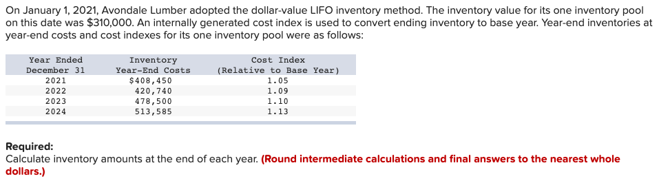 Solved Inventory Layers Converted to Base Year Cost | Chegg.com