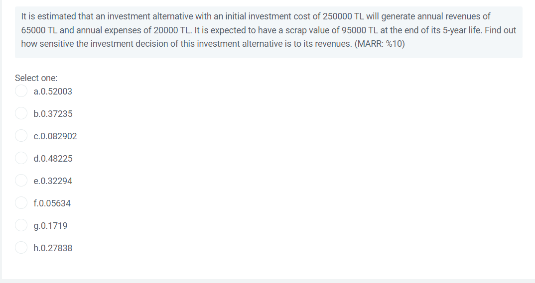 Solved It is estimated that an investment alternative with | Chegg.com