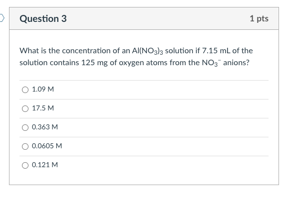 Solved What is the concentration of an Al(NO3)3 solution if | Chegg.com
