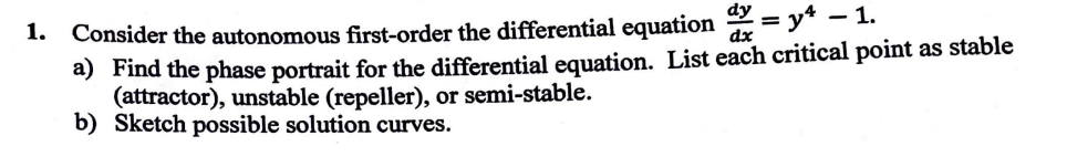 Solved 1. Consider the autonomous first-order the | Chegg.com