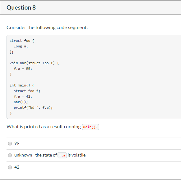 Solved Question 8 Consider the following code segment: | Chegg.com