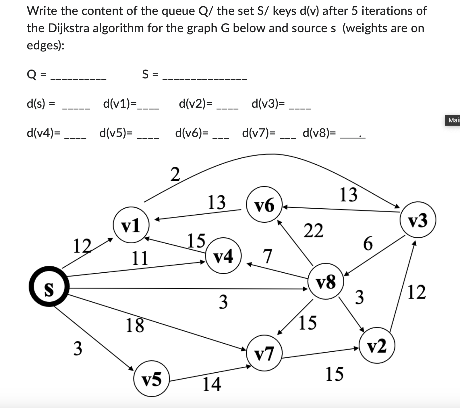 Solved Write the content of the queue Q/ the set S/ keys | Chegg.com