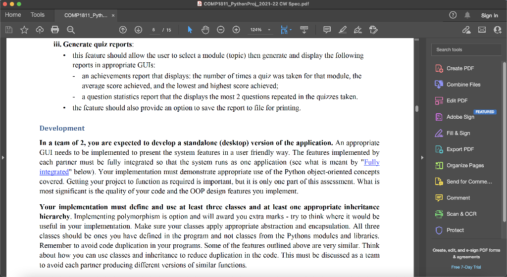 Solved E COMP1811_Python Proj_2021-22 CW Spec.pdf Home Tools | Chegg.com