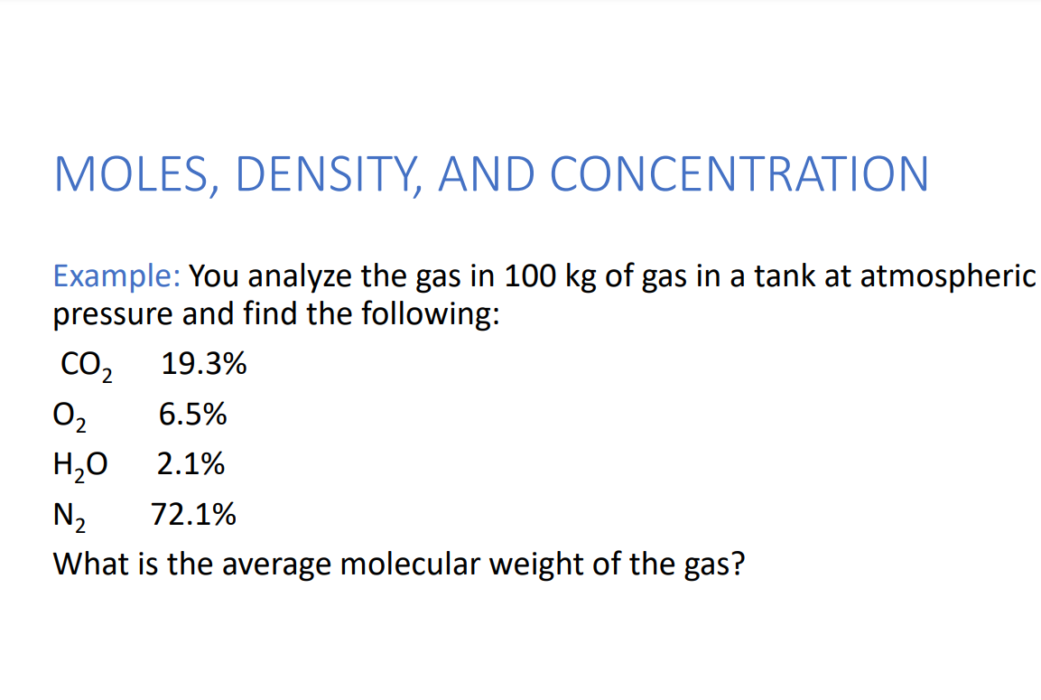 Solved MOLES, DENSITY, AND CONCENTRATION Example: You | Chegg.com