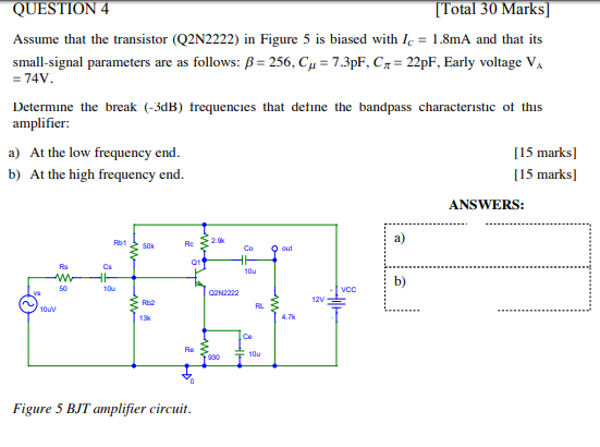 Solved QUESTION 4 Assume that the transistor (Q2N2222) in | Chegg.com