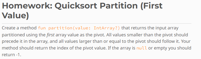 Solved Homework: Quicksort Partition (First Value) Create a | Chegg.com