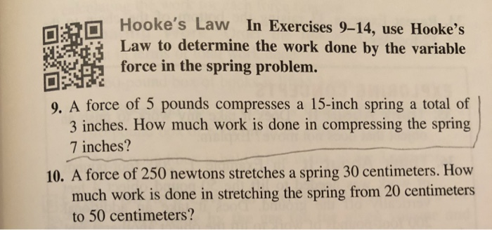Solved Hooke's Law In Exercises 9-14, use Hooke's Law to | Chegg.com