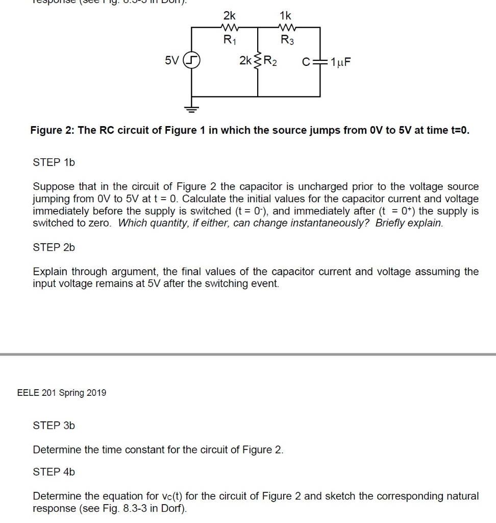 Solved 2k Ww R1 1k Ww- R3 5V(L Figure 1: RC circuit in which | Chegg.com