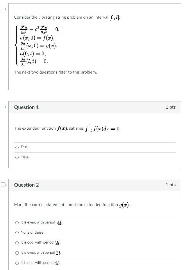 Solved D Consider the vibrating string problem on an | Chegg.com
