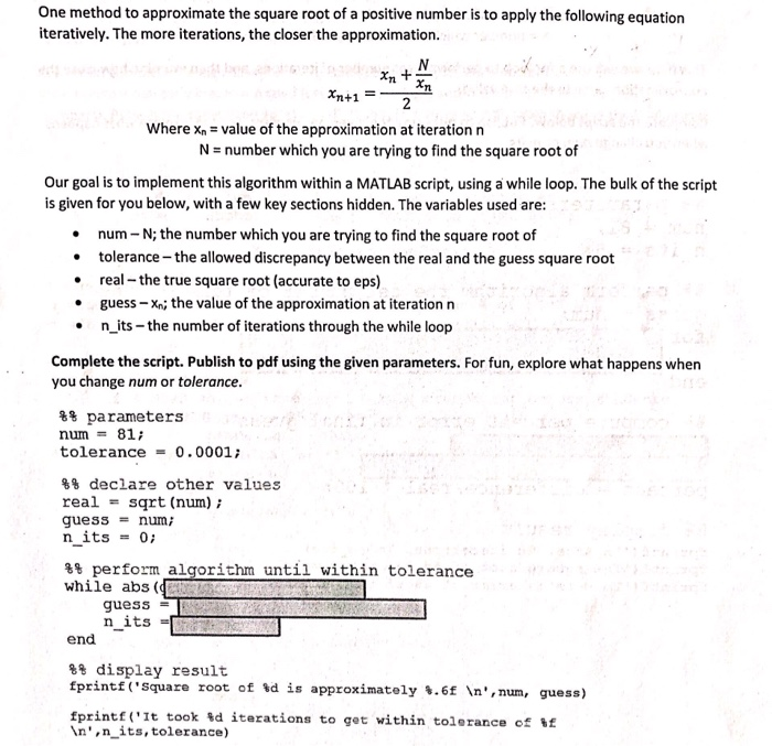 Solved One method to approximate the square root of a | Chegg.com