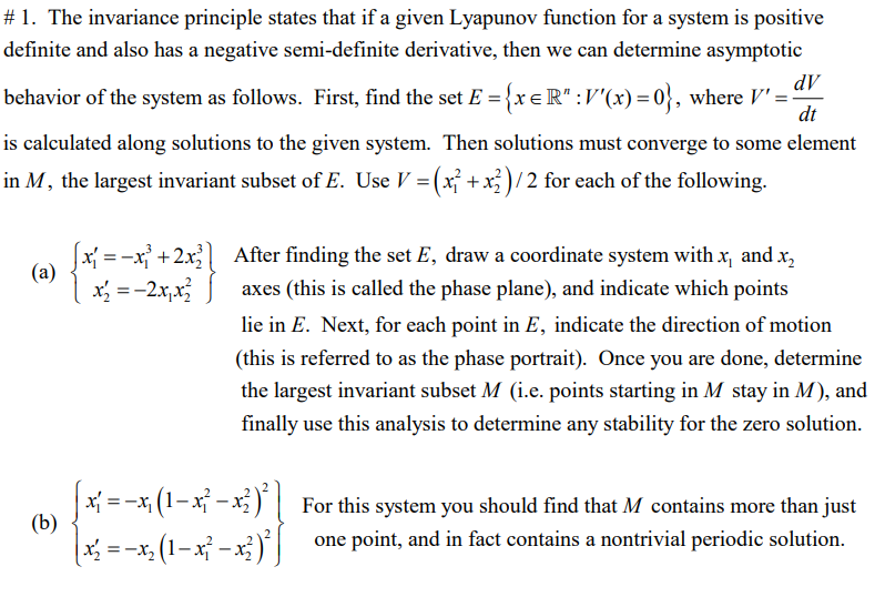 Solved \# 1. The invariance principle states that if a given | Chegg.com
