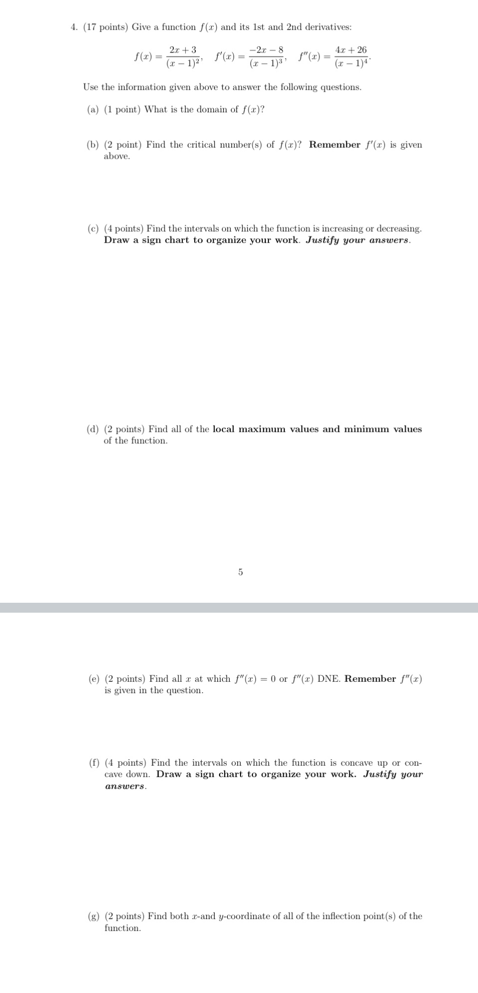 Solved (17 ﻿points) ﻿Give a function f(x) ﻿and its 1st and 2 | Chegg.com