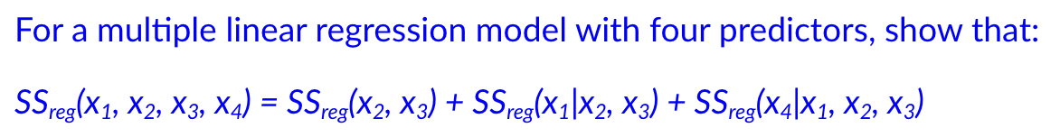 Solved For a multiple linear regression model with four | Chegg.com