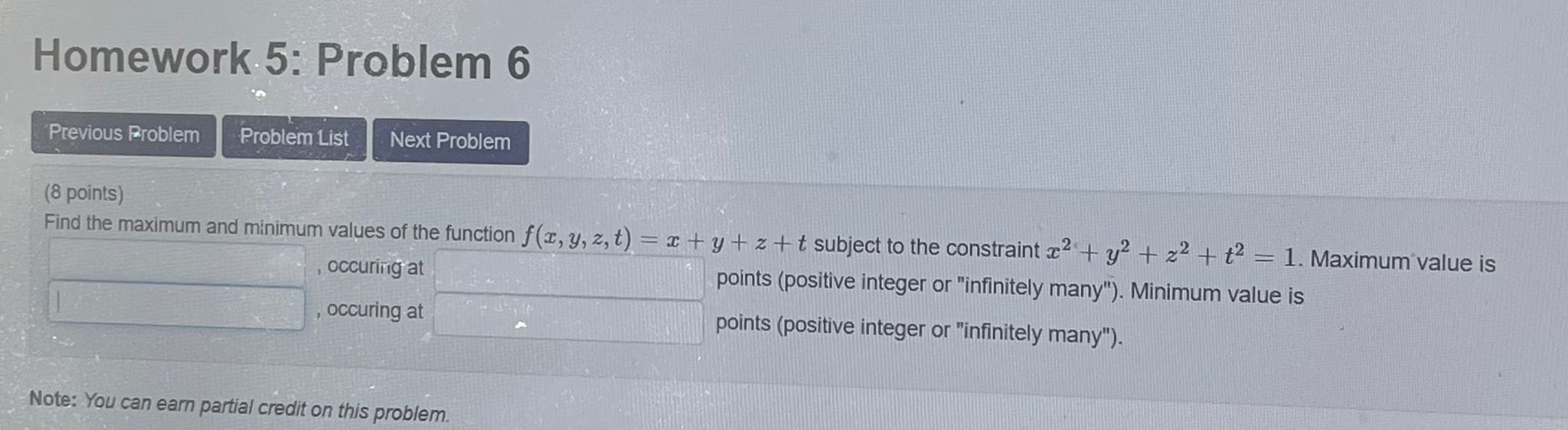 Solved (8 ﻿points)Find the maximum and minimum values of the | Chegg.com
