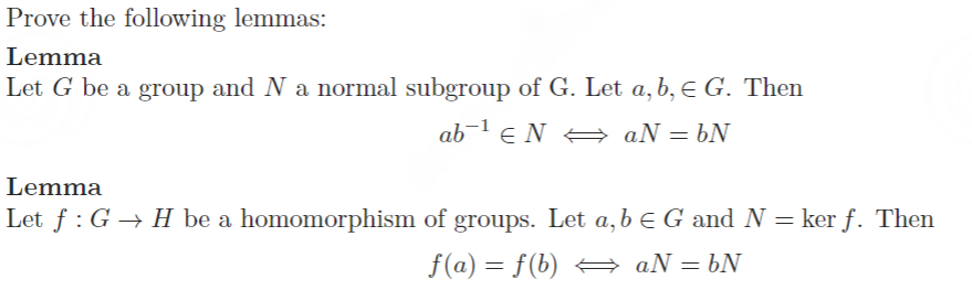 Solved Prove the following lemmas: Lemma Let G be a group | Chegg.com