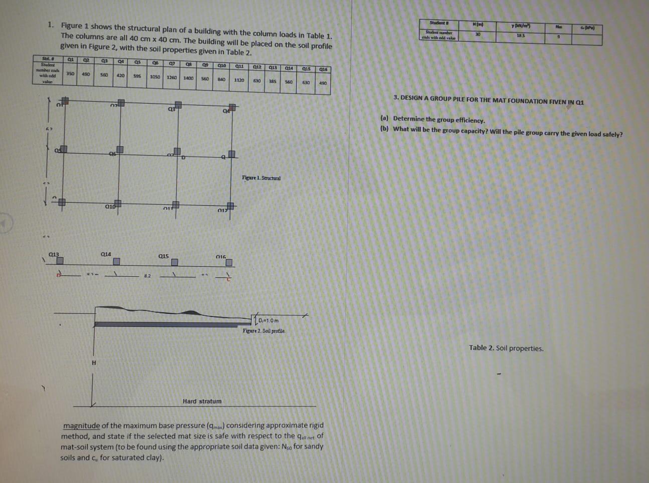 Solved Student appal 1. Figure 1 shows the structural plan | Chegg.com