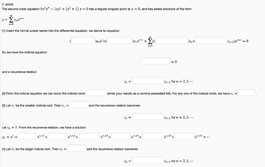 Solved (1 point) The second order equation | Chegg.com