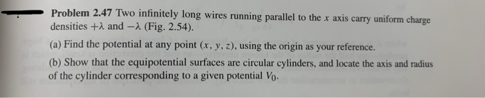 Solved Problem 2.47 Two infinitely long wires running | Chegg.com