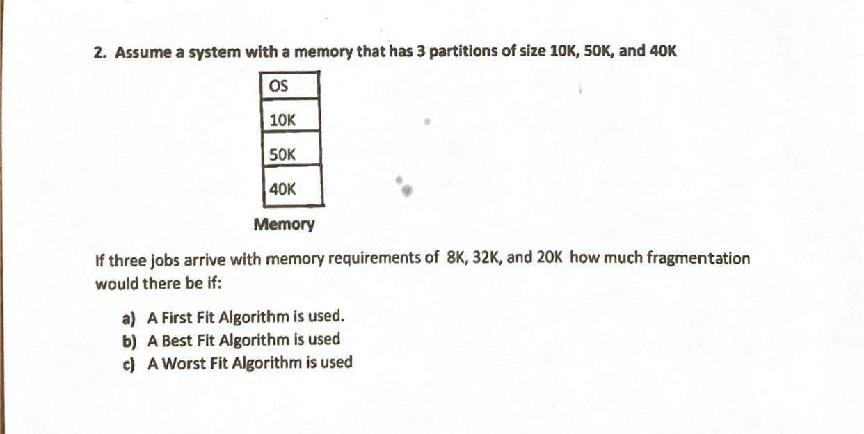 Solved 2. Assume a system with a memory that has 3 | Chegg.com