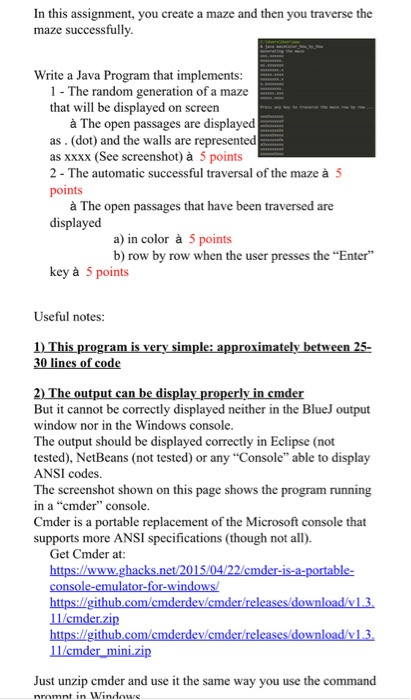 In this assignment, you create a maze and then you | Chegg.com