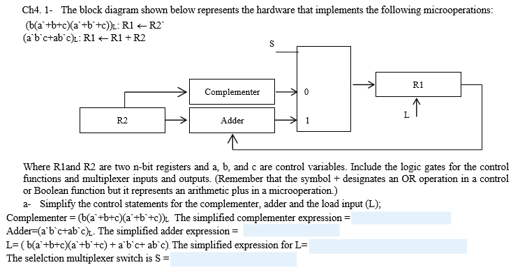 Ch4. 1- The block diagram shown below represents the | Chegg.com