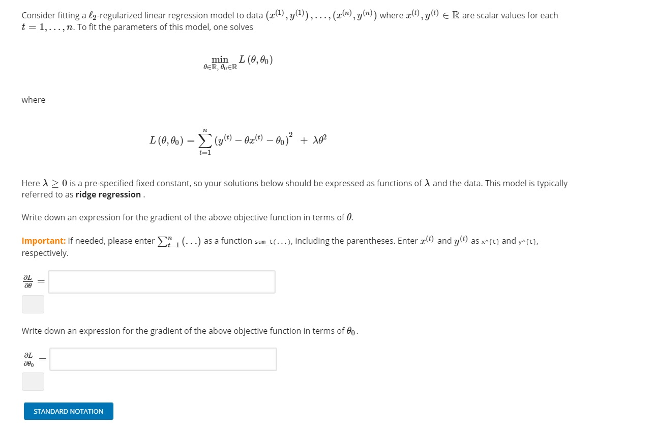 Solved Consider fitting a 12-regularized linear regression | Chegg.com Solved Consider fitting a 12-regularized linear regression | Chegg.com