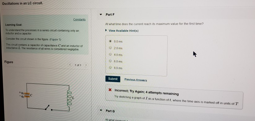 Solved Oscillations in an LC circuit. Constants Part C | Chegg.com