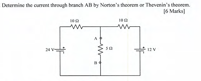 Solved Determine the current through branch AB by Norton's | Chegg.com