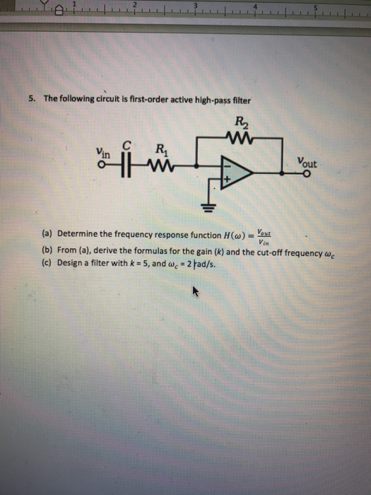 Solved 5. The following circuit is first-order active | Chegg.com