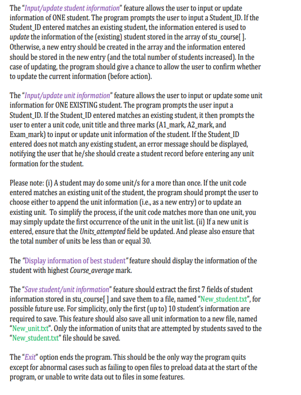 Solved The "Input/update student information" feature allows | Chegg.com