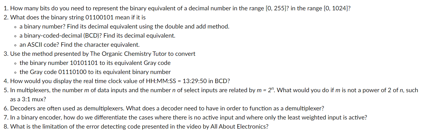 Solved 1. ﻿How many bits do you need to represent the binary | Chegg.com