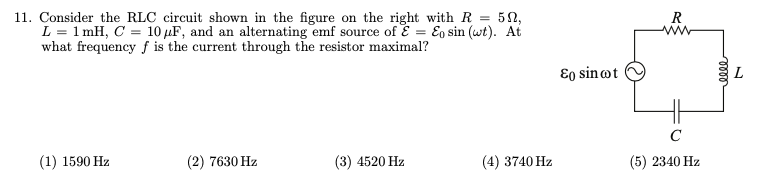 Solved 11. Consider the RLC circuit shown in the figure on | Chegg.com