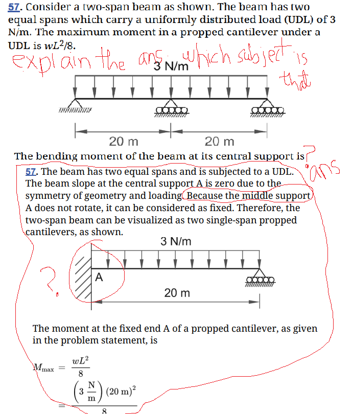 Solved 57. Consider a two-span beam as shown. The beam has | Chegg.com