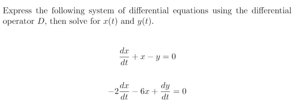 Solved Express the following system of differential | Chegg.com