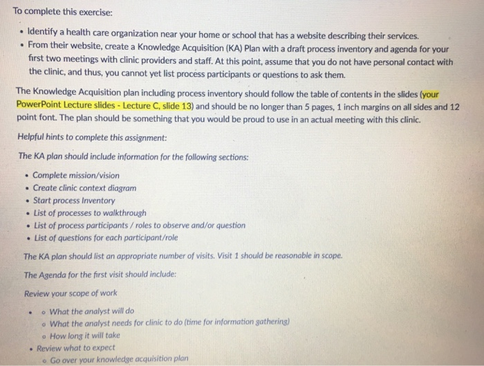 Solved To complete this exercise: . Identify a health care | Chegg.com