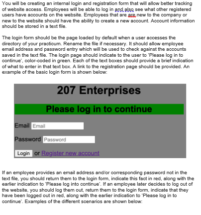 Solved You will be creating an internal login and | Chegg.com